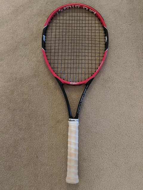 WILSON PRO STAFF RF97 Federer Autograph 4 3/8 Tennis Racquet Red Cap ...