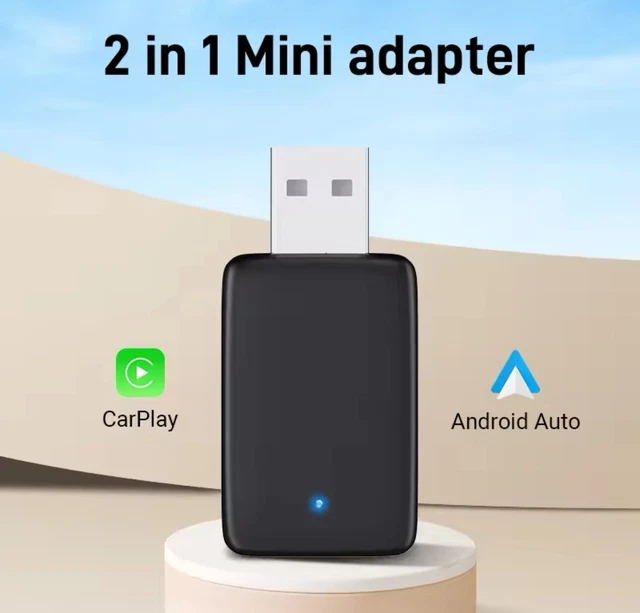 2 IN 1 Wireless Apple Carplay Adapter Android Auto Adapter Box USB Car ...