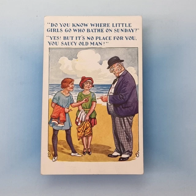 COMIC POSTCARD C1930 Letchy Saucy Old Man Spatz Bathe On Sunday £6.85 ...