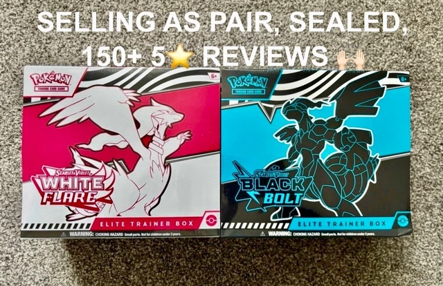 POKEMON BLACK BOLT + White Flare Elite Trainer Box ETB, 1 Each, New ...