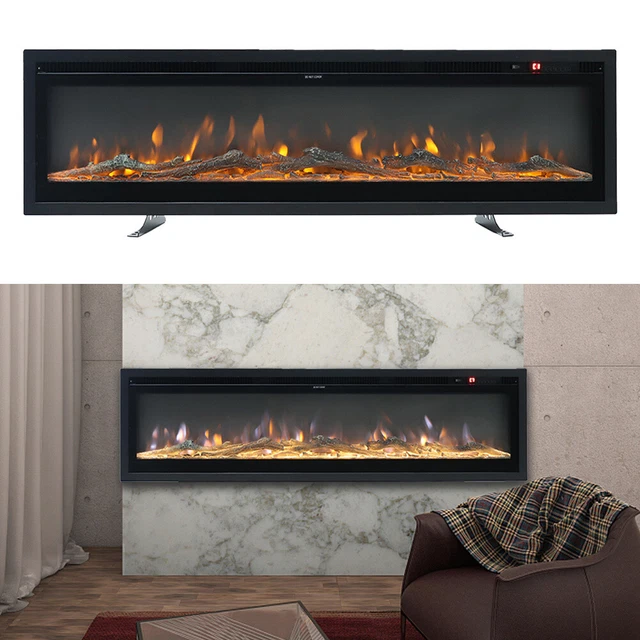 ELECTRIC 50 60& Insert/Wall Mounted LED Fireplace Wall Inset Into Fire ...