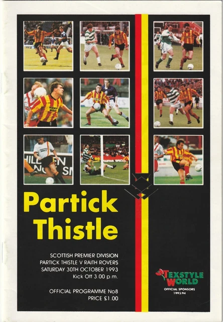 PARTICK THISTLE V Raith Rovers ( 30th October 1993 ) £3.49 - PicClick UK