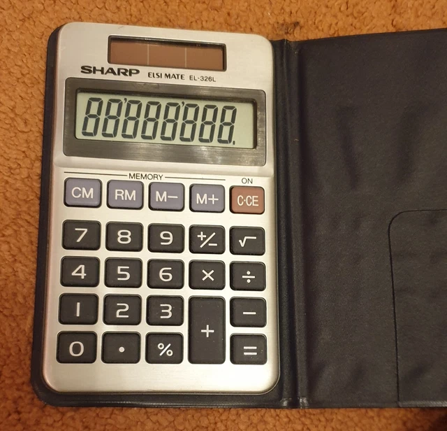 VINTAGE SHARP ELSI Mate EL-326L Solar Calculator & Flip Case Good ...