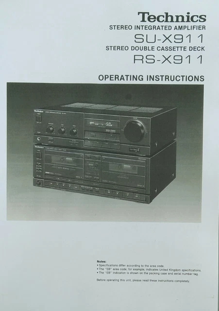 TECHNICS SU-X911 - RS-X911 - Midi System - Operating Instructions ...
