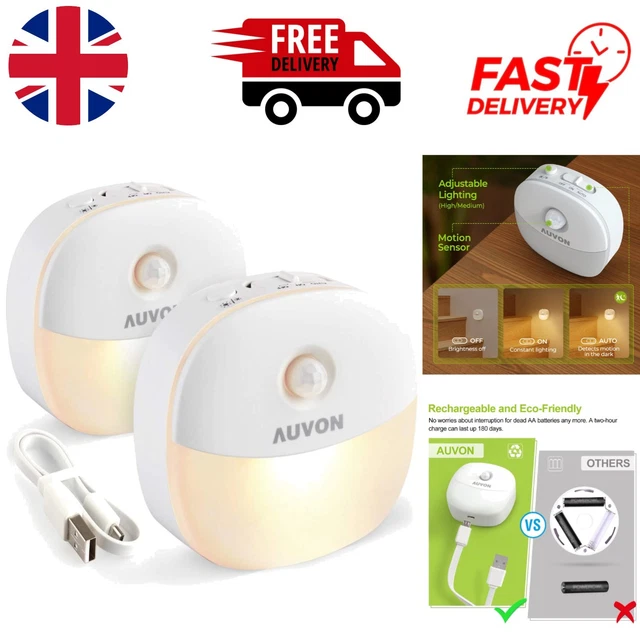 USB RECHARGEABLE LED Motion Sensor Night Light 2-Pack - Warm White ...