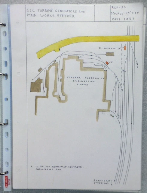 B196 RAILWAY PLAN Map GEC TURBINE GENERATORS Ltd Main Works STAFFORD ...