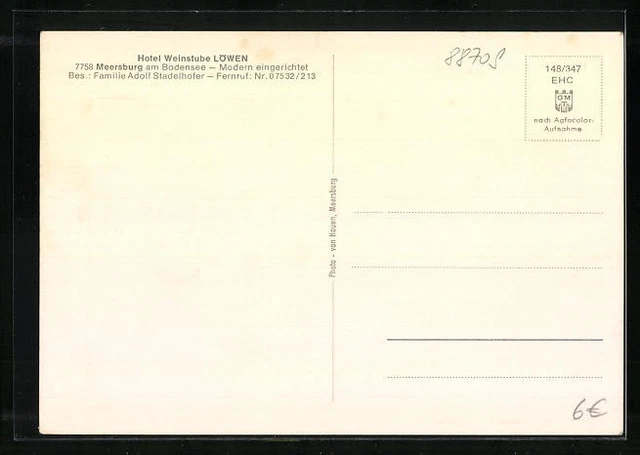 MEERSBURG AM BODENSEE, Hotel Weinstube Löwen, cartolina EUR 2,00 ...