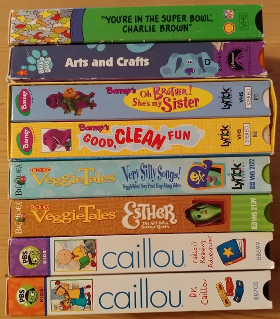 VHS KIDS LOT Barney, Blue's Clues, Caillou, Veggie Tales, Snoopy ...