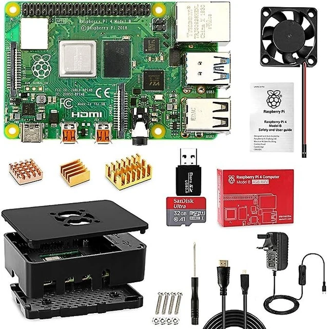 COMPLETE RASPBERRY PI 4 B Model B 4GB Starter Kit (4GB RAM)-Motherboard ...