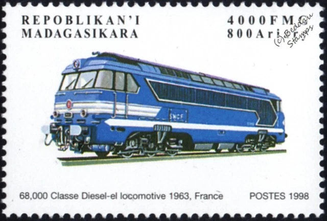 SNCF (FRANCE) CLASS 68000 A1A-A1A Diesel Locomotive Train Stamp #1 £1. ...