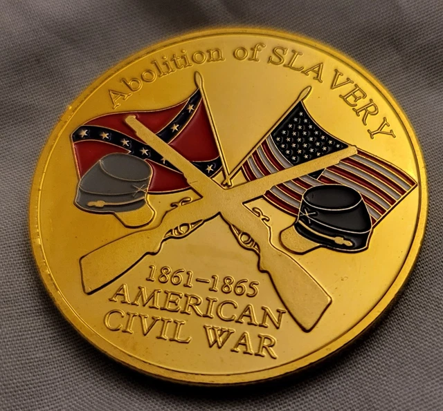 AMERICAN CIVIL WAR Gold Coin Medal End of Slavery President History ...