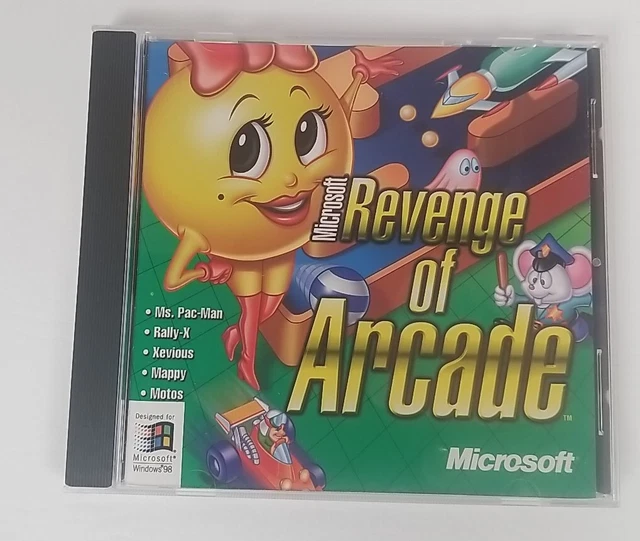 MICROSOFT REVENGE OF Arcade PC Game Windows 1998 Ms Pac Man Rally X ...