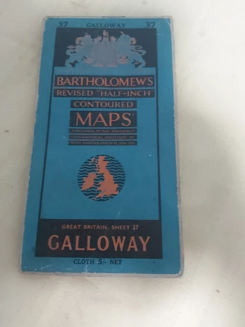 BARTHOLOMEW’S CONTOURED CLOTH Map Half Inch Sheet 37 GALLOWAY £5.50 ...