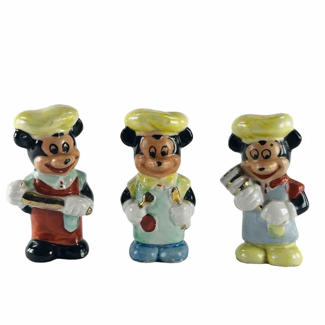 MICKEY MOUSE DISNEY Figure 3 Chefs Pottery Japan Painted h7cm c1950s £ ...