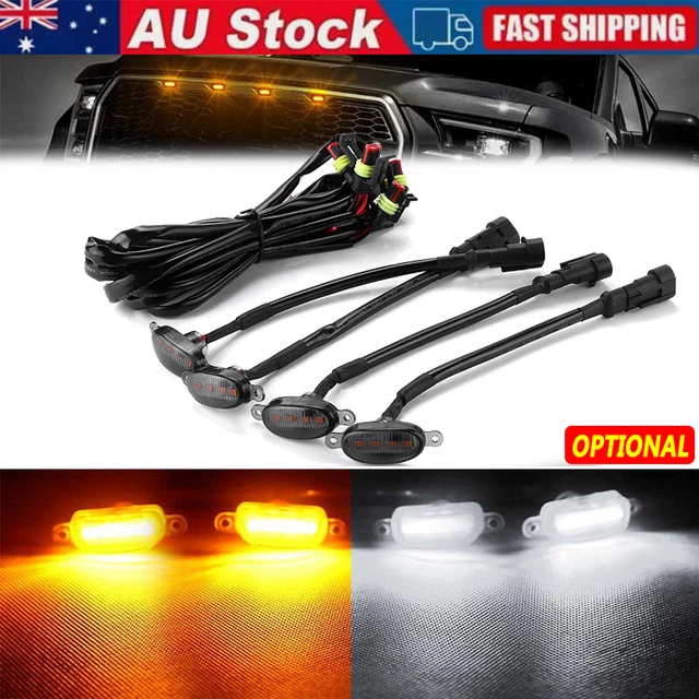 4X FRONT GRILLE LED Amber/White Daytime Running Light DRL for Ford ...