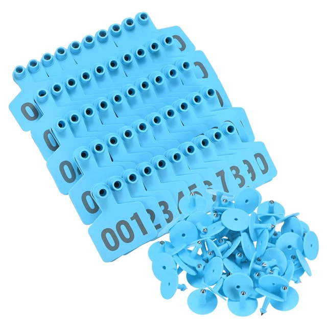 100-PACK CATTLE EAR Tags Numbered 001-100 TPU Livestock Tags [Blue] $57 ...