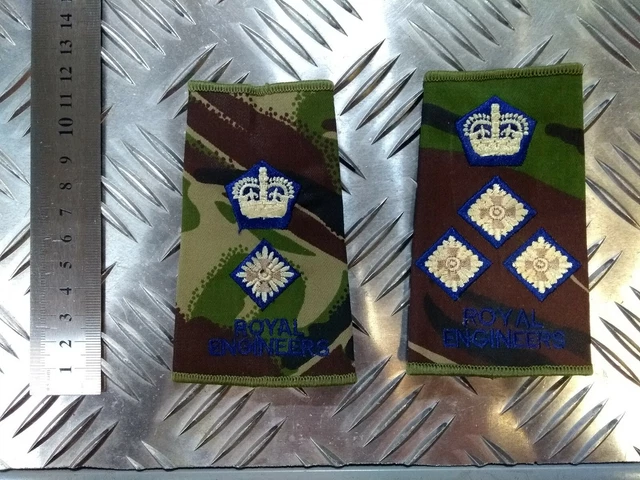 GENUINE BRITISH ARMY Woodland DPM Camo Royal Engineers Rank Slides ...