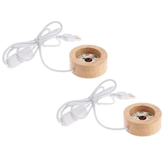 2PCS LED LIGHT Base Wooden Display Pedestal For Crystal Usb Powered £13 ...