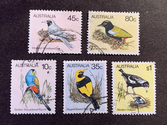 1980 AUSTRALIA AUSTRALIAN Birds Definitives Full Set 5 10C 35C 45C 80C ...
