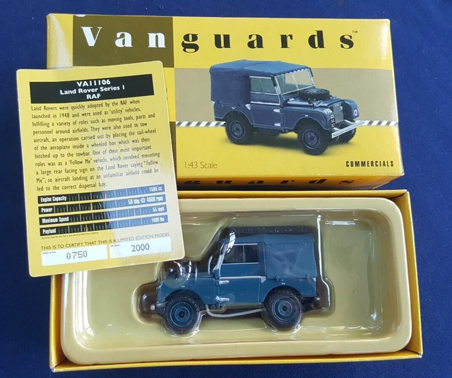 RARE VANGUARDS VA11106 Land Rover Series 1 - RAF - Boxed Ltd Edition £ ...