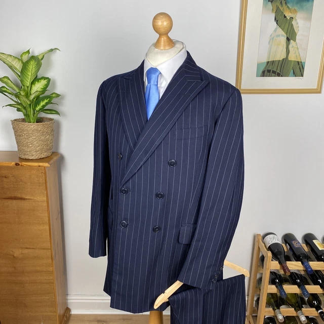 BERNARD WEATHERILL SAVILE Row Fully BESPOKE 80s Stripe Double Breasted ...