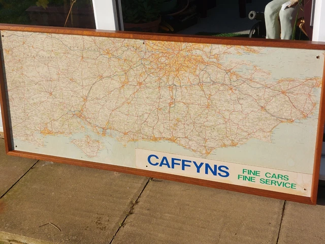 VINTAGE WALL MAP Of Southern England ~ 1960'S ~ Caffyns Garages ...