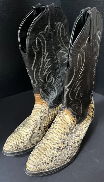 MEN’S LAREDO TWO Tone Black Leather Python Print Boots Size 8D £56.33 ...