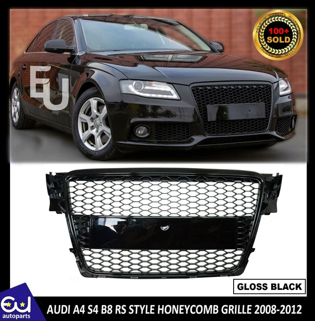 FOR AUDI A4 S4 B8 08-12 Rs Style Gloss Badgele Honeycomb Radiator ...