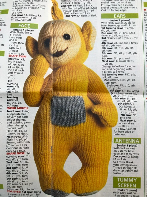 ALAN DART TELETUBBIES Toy Pattern Laa-Laa + Dipsy Sweater Knitting ...