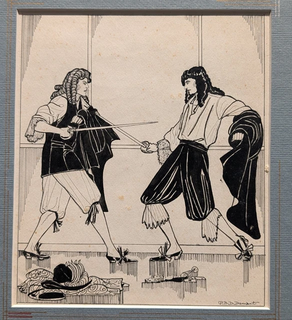 VINTAGE 1920S ORIGINAL Pen &Ink Drawing 'The Duel' Blanche Damant ...