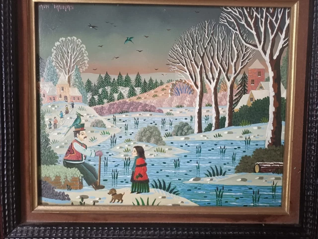 ALAIN THOMAS (1942) Peinture Naïve Paysage Neige EUR 450,00 - PicClick FR
