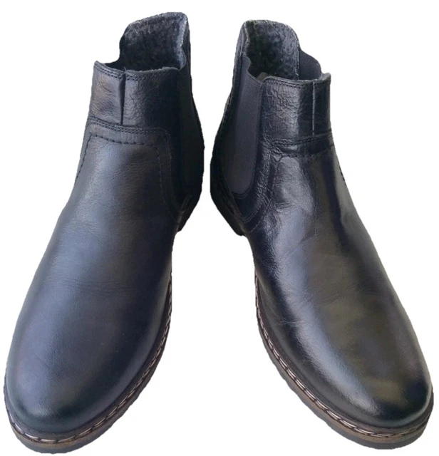 EASY MEN'S BLACK Leather Ankle Pull on Boots Size UK 8 EU 42 £25.66 ...