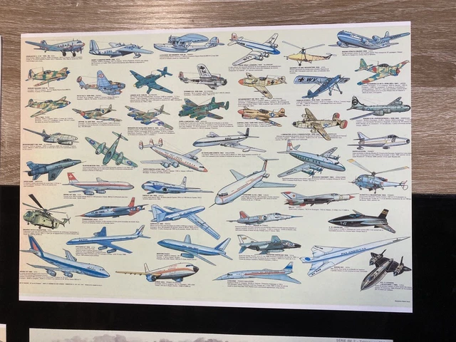 MAP EXPO SCHOOL Poster set table Black bird, concorde, Boeing ...