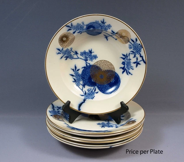 ROYAL DOULTON BURSLEM Cobalt Flow Blue Persian Spray Circa 1890s Soup ...
