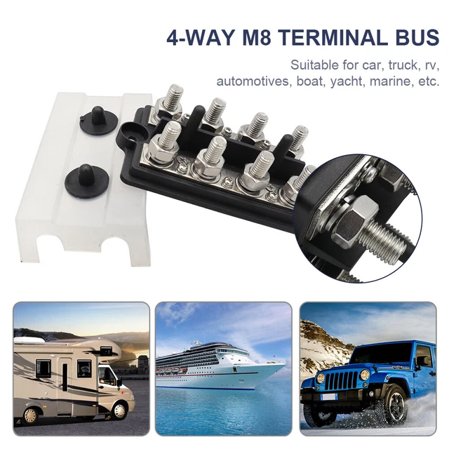 4 WAY BUS Bar 48V 150A Bus Bar Board Dual Row for RV Marine Boat (M8 ...