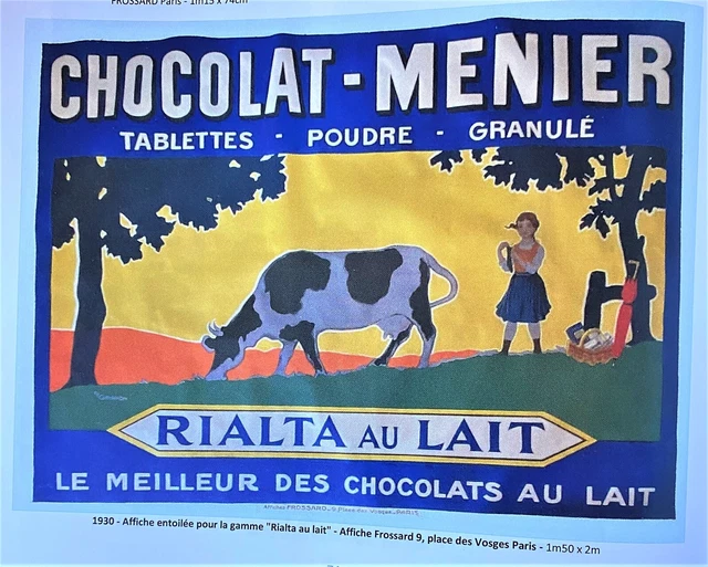 CHOCOLAT MENIER NOISIEL Rare Grande Affiche Entoilee Signe Pf Grignion ...