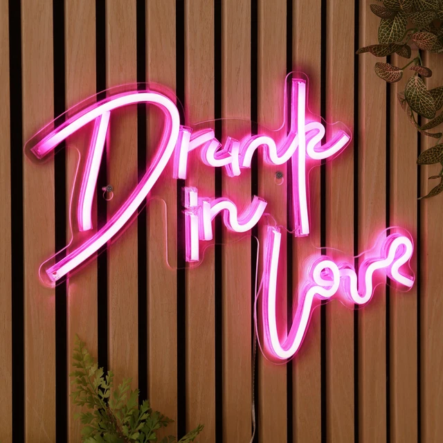 DRUNK IN LOVE Neon Sign For Bedroom Wall Mounted Pink Neon Light Sign ...