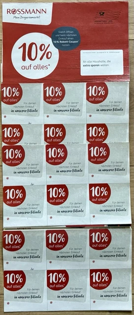 18 ROSSMANN COUPONS Gutscheine 10% auf alles! gültig bis 31.08.2025 EUR ...
