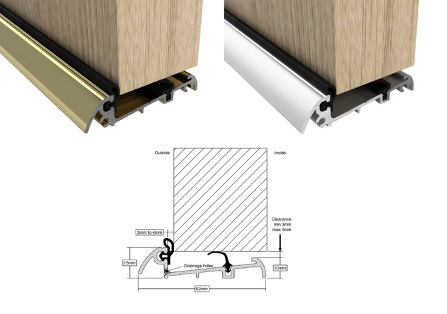 SLIMLINE DOOR BOTTOM Threshold Weather Seal Level Access Mobility 15mm ...
