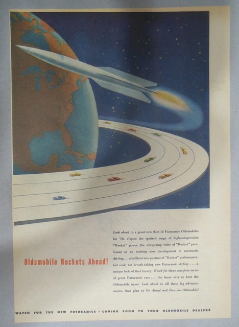 OLDSMOBILE CAR AD: New Oldsmobile Rockets Ahead ! from 1949 Size: 11 x ...