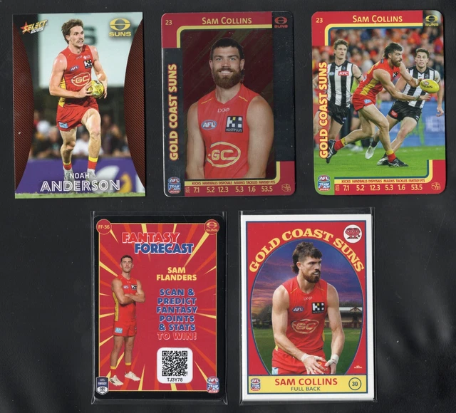 2025 AFL TEAMCOACH & SELECT 5 x TEAM SETS [BASE & INSERTS] 42 CARDS ...