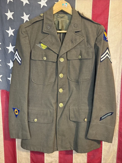 VINTAGE US ARMY Enlisted Uniform WW2 Dress Coat Wool Service Jacket ...
