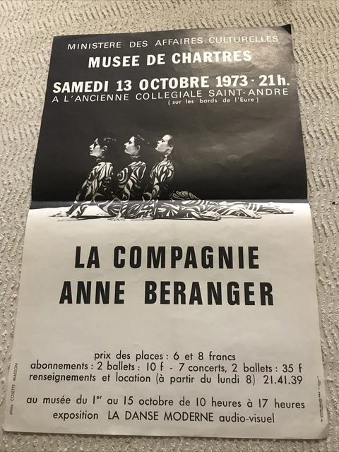 AFFICHE POSTER DANSE BALLET ANNE BÉRANGÈR 60x40 Gaillard 1973 EUR 4,99 ...