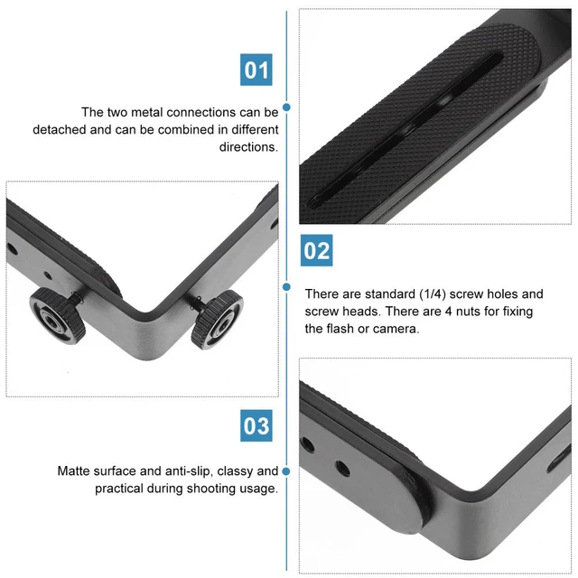 METAL L BRACKET 1/4 Inch Screw Flash Light Holder Bracket $30.79 ...