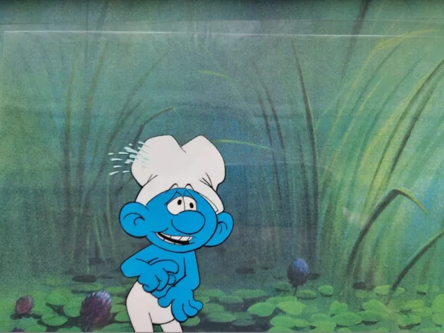 The Smurfs Original Animation Production Cel Hanna Barbera 1980 Vintage