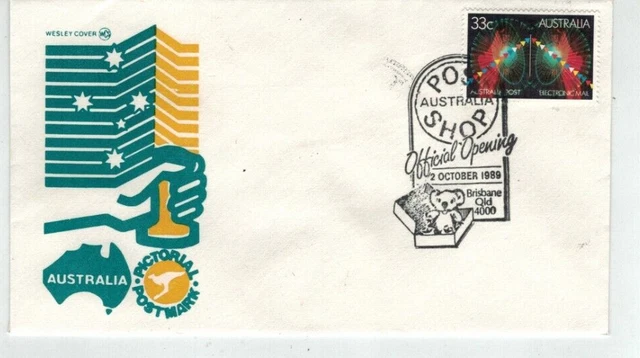 1989 AUSTRALIA POST Shop Brisbane Official Opening Pictorial Postmark ...