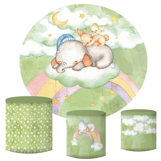 SLEEPY ANIMAL ON Rainbow Night Round Backdrop Kit $35.97 - PicClick AU