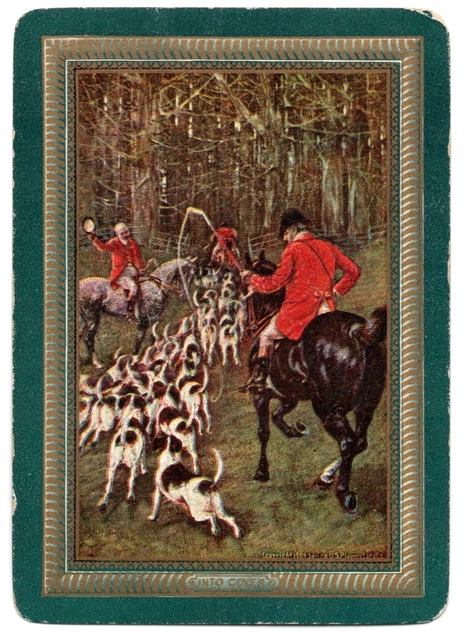 VINTAGE AMERICAN WIDE playing card circa 1900s swap card fox hunt ...