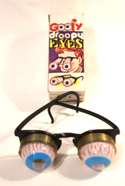 VINTAGE 60'S GOOFY Droopy Eyes Joke Gag Glasses in Original Box Costume ...
