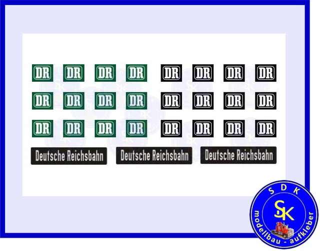DR DEUTSCHE REICHSBAHN DDR Aufkleber Decals grün schwarz - Spur H0 - 1: ...